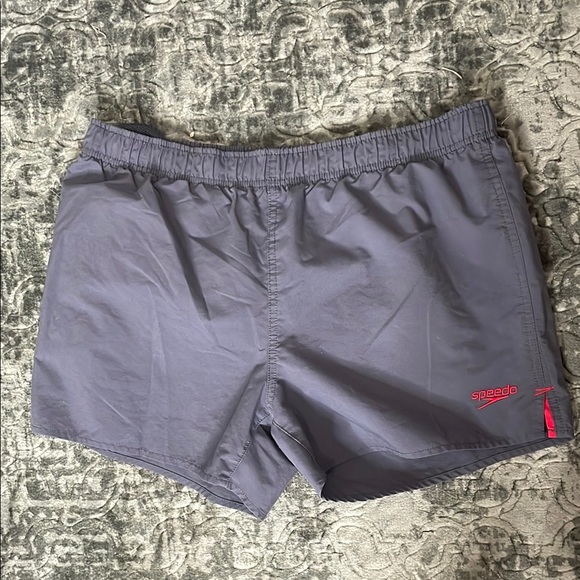 Speedo | Shorts | Speedo Charcoal Swim Shorts With Red Logo | Poshmark
